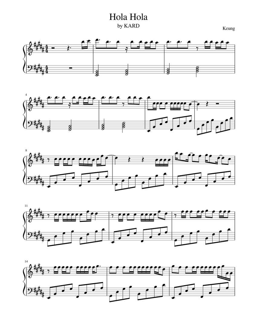 Hola Hola by KARD Sheet music for Piano (Solo) | Musescore.com