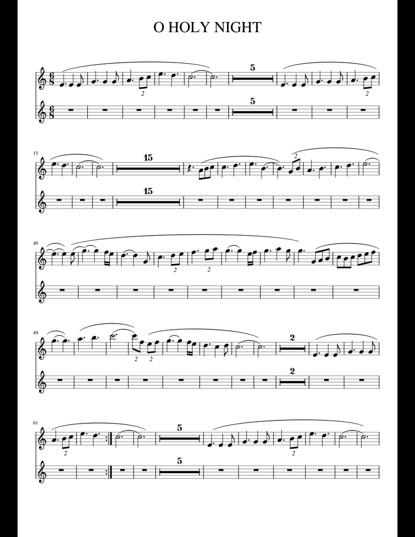 O HOLY NIGHT sheet music for Clarinet download free in PDF or MIDI