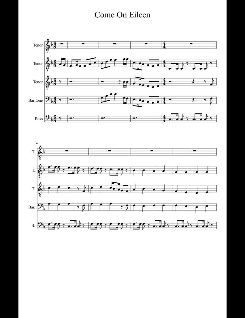Come On Eileen sheet music for Piano download free in PDF or MIDI