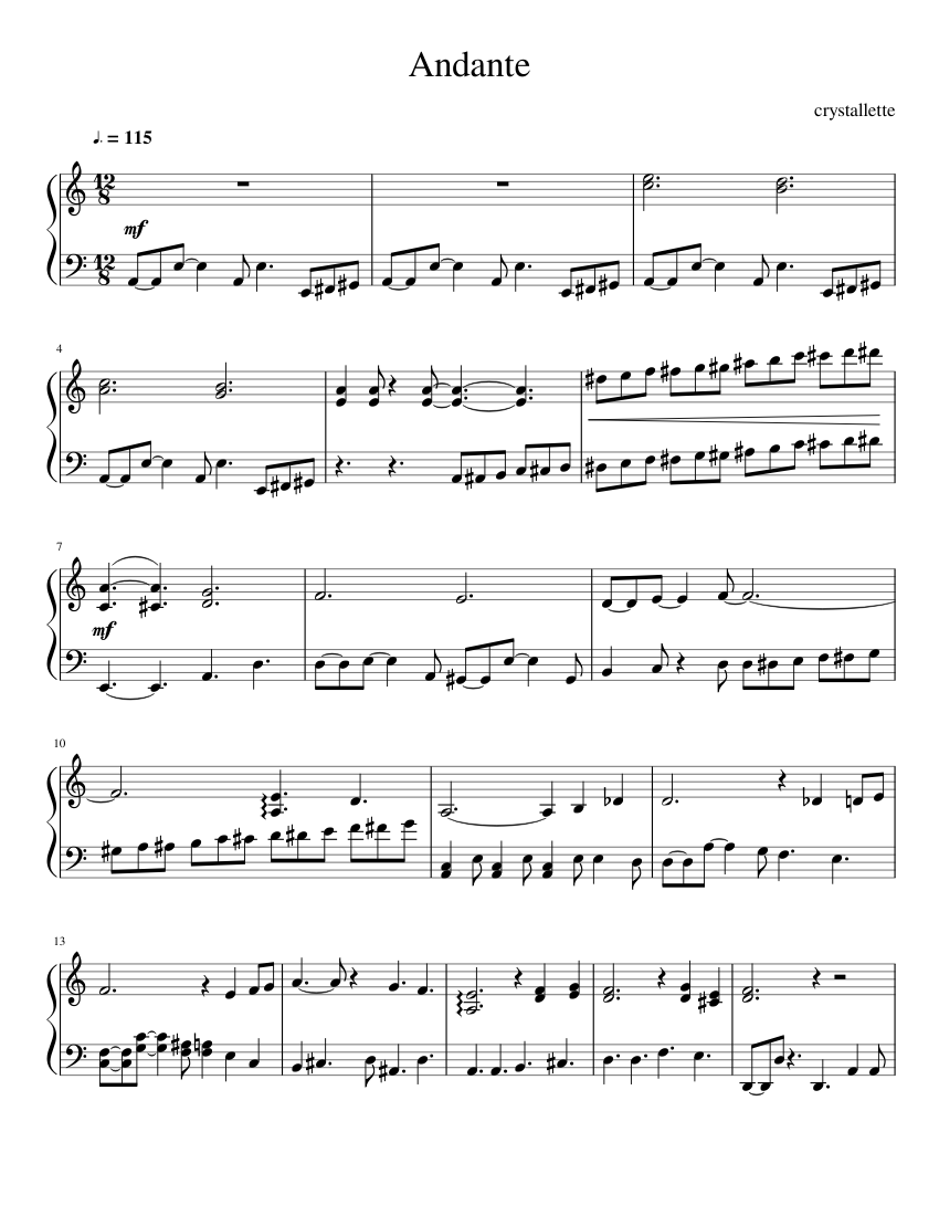 Andante Sheet music for Piano (Solo) | Musescore.com
