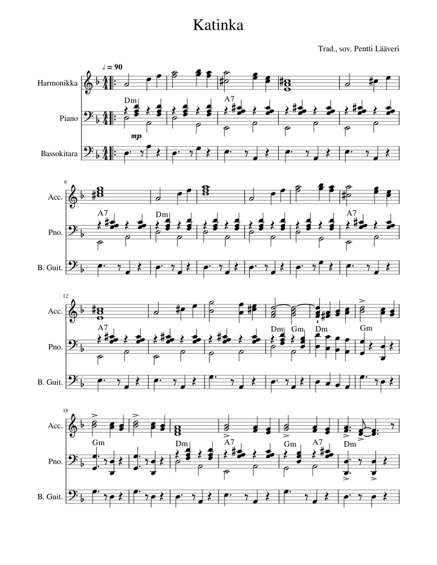 Katinka Sheet music for Piano, Accordion, Bass | Download free in PDF ...