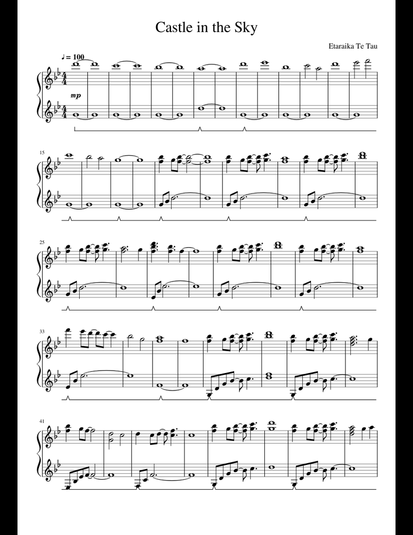 Castle in the Sky sheet music for Piano download free in PDF or MIDI