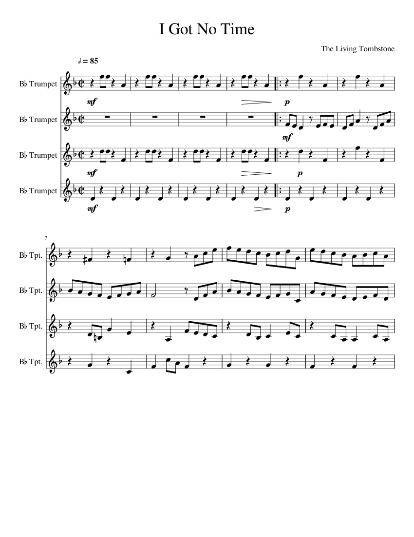 I Got No Time sheet music for Trumpet download free in PDF or MIDI