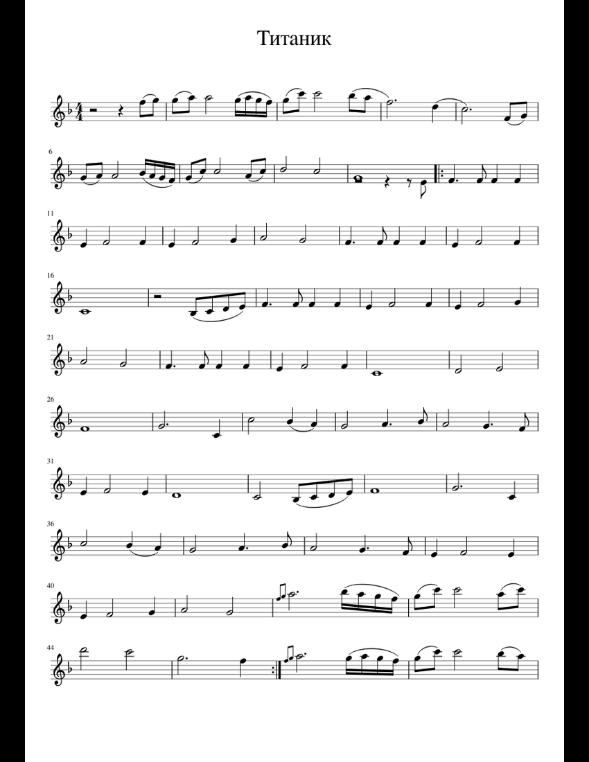 Titanic sheet music for Violin download free in PDF or MIDI