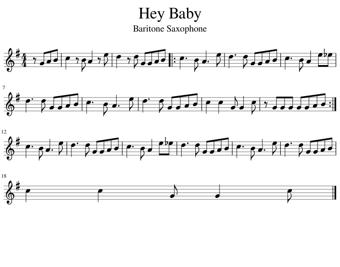 Hey Baby Sheet music for Piano | Download free in PDF or MIDI ...