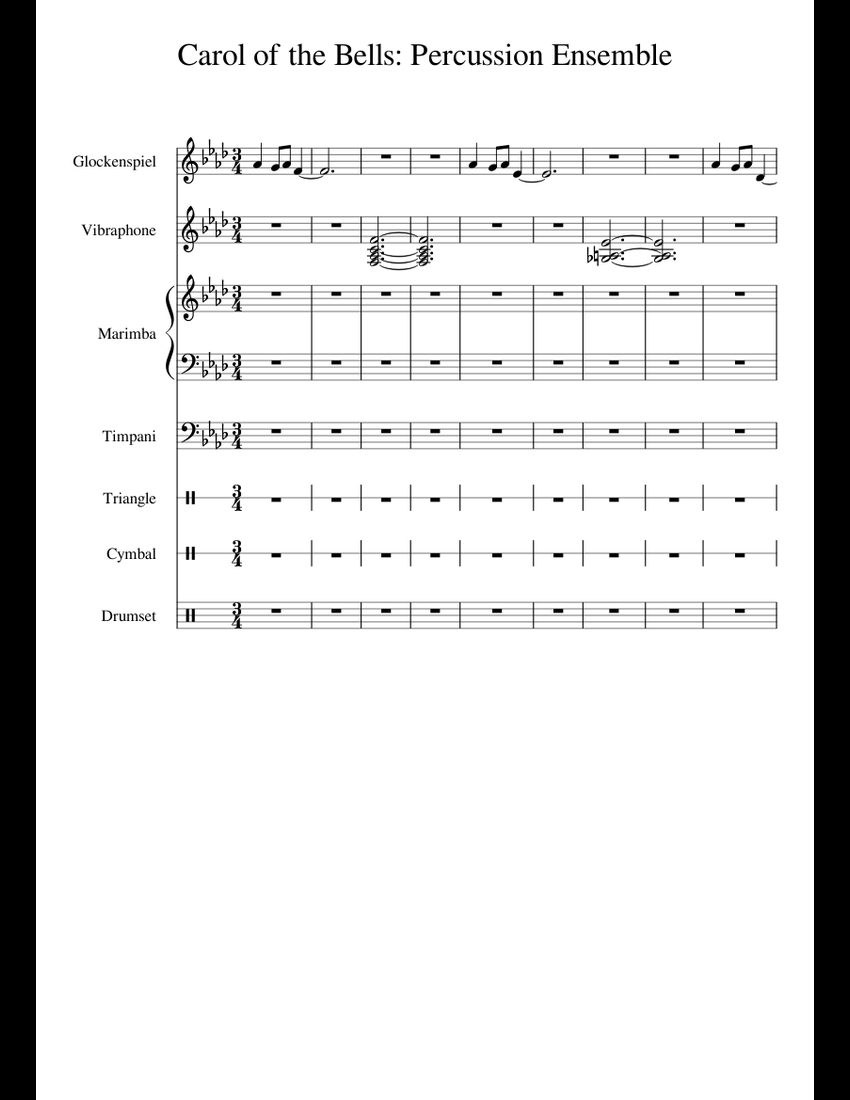 Carol of the Bells: Percussion Ensemble sheet music for Percussion ...