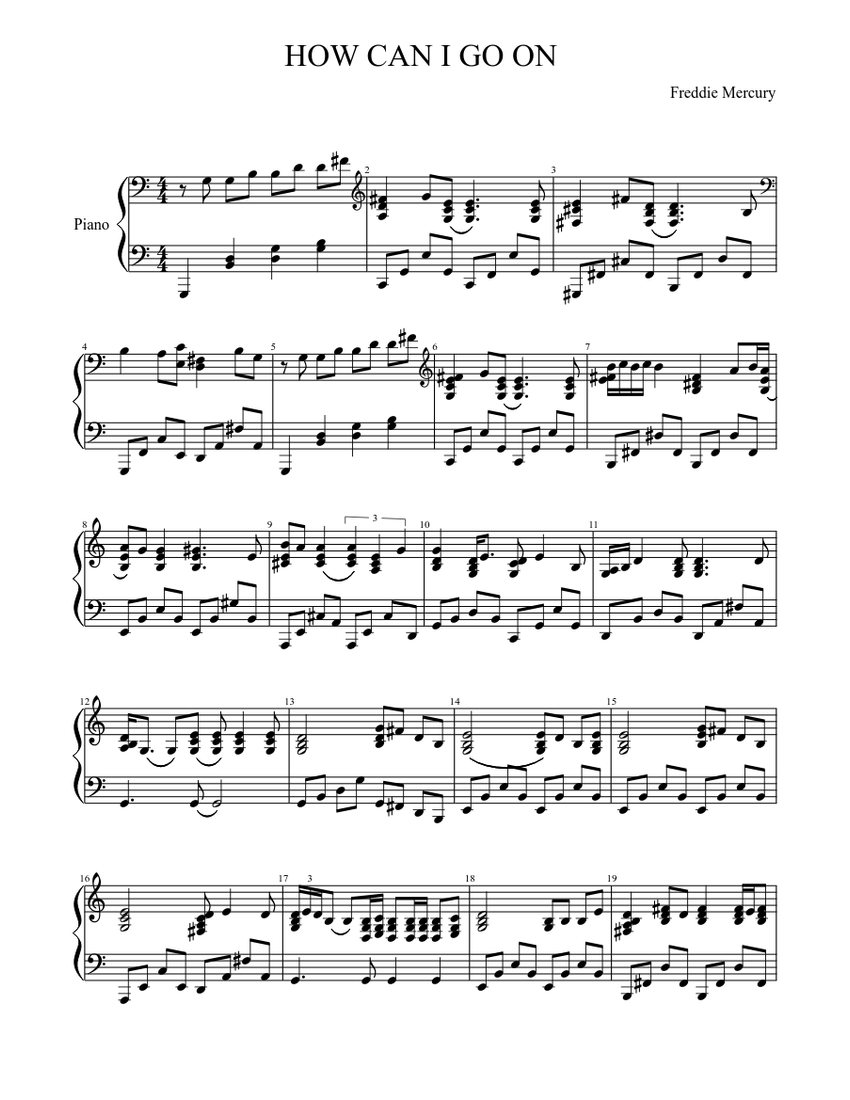HOW CAN I GO ON Sheet music | Download free in PDF or MIDI | Musescore.com