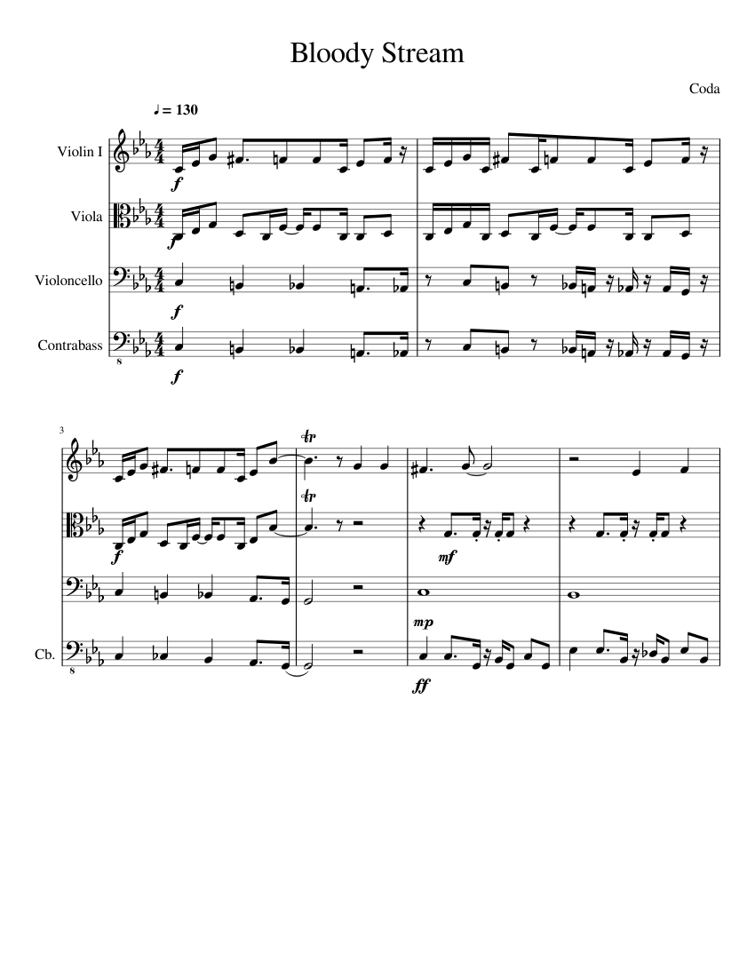 Bloody Stream sheet music for Violin, Viola, Cello, Contrabass download ...