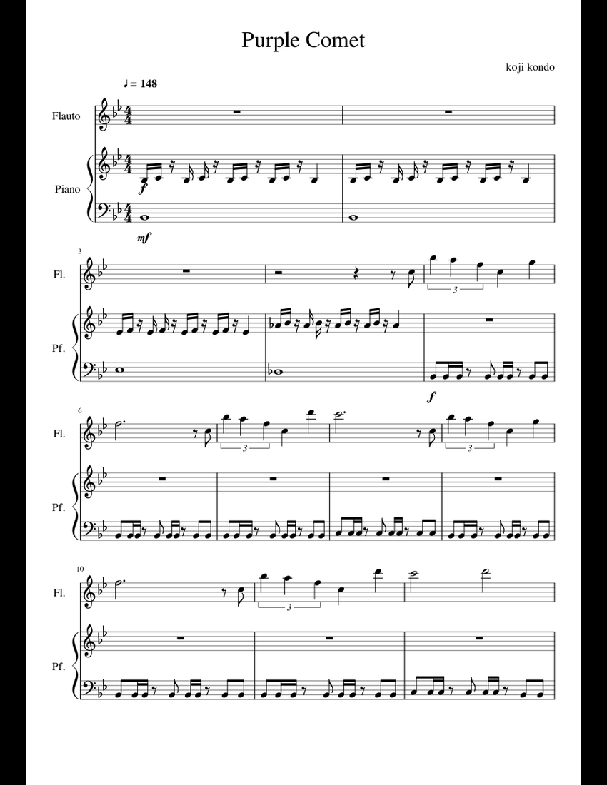 Purple Comet sheet music for Flute, Piano download free in PDF or MIDI