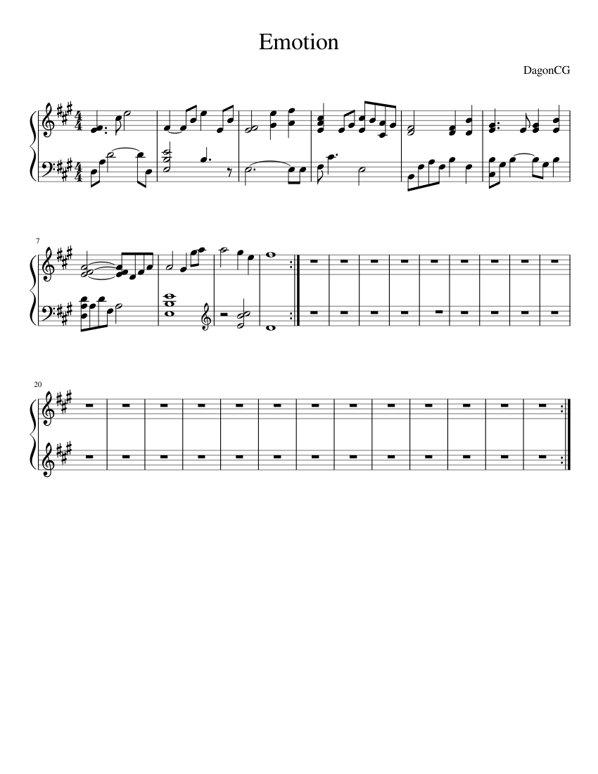 Emotion Sheet music for Piano | Download free in PDF or MIDI ...