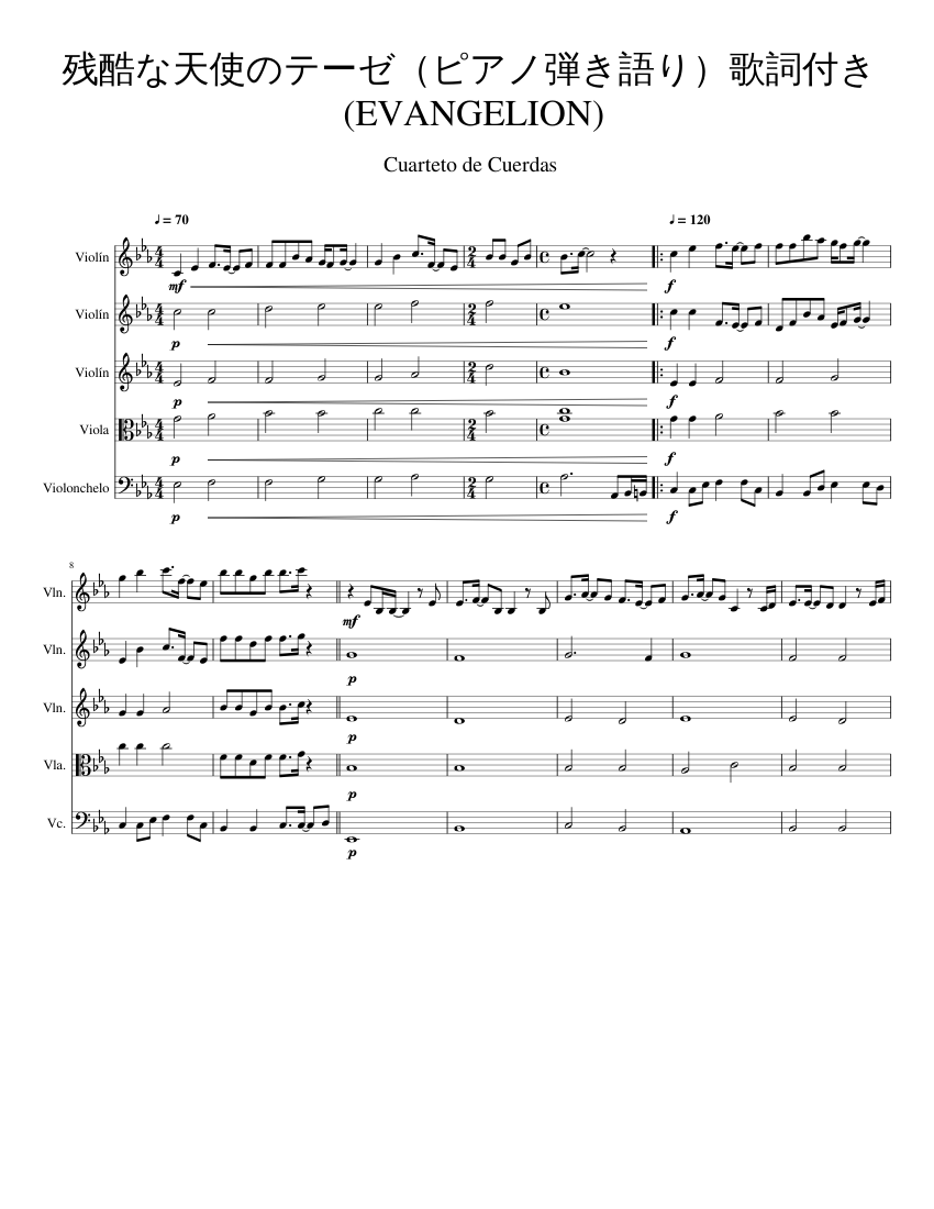 (EVANGELION) Neo Genesis Sheet music for Violin, Viola, Cello ...