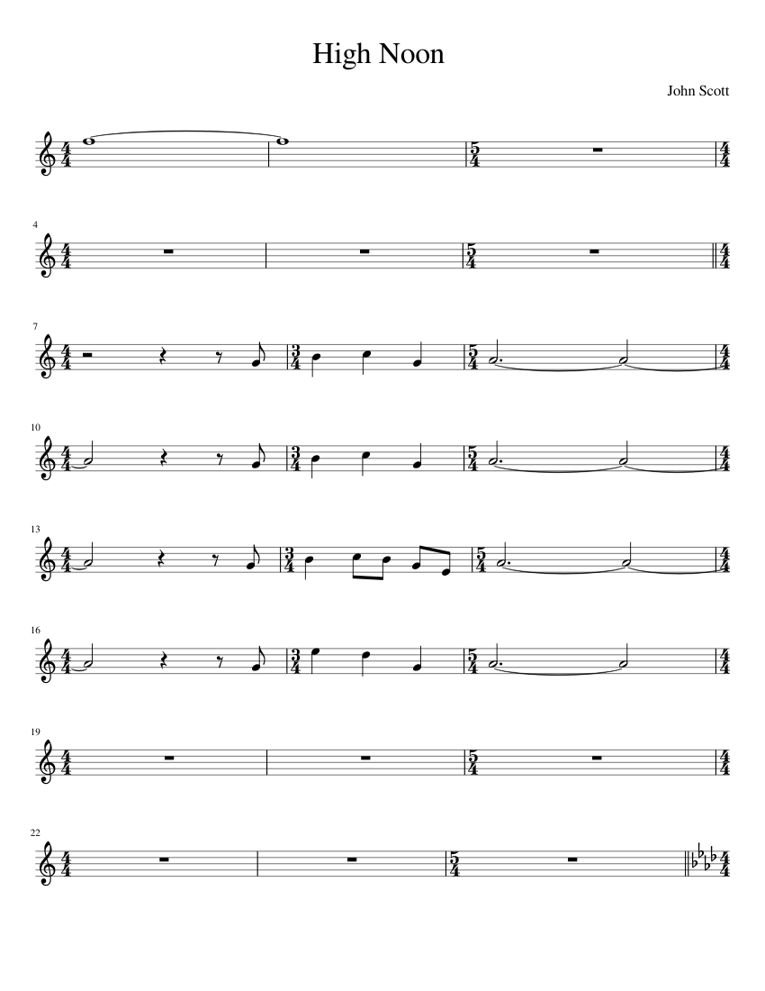 High Noon sheet music for Piano download free in PDF or MIDI