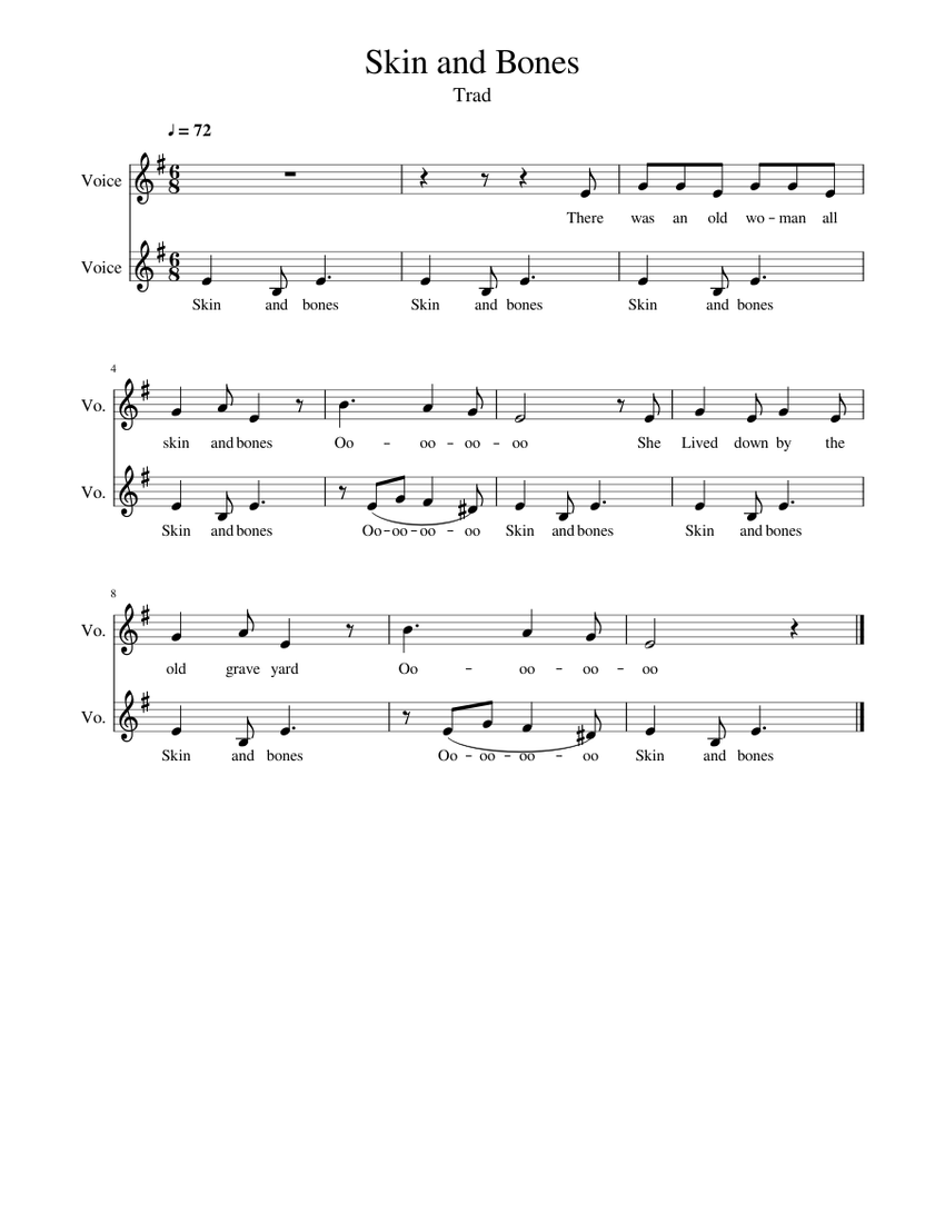 Skin and Bones Sheet music for Voice | Download free in PDF or MIDI ...