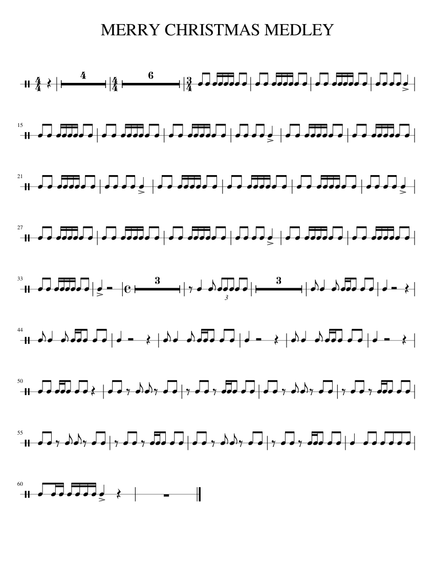 MERRY CHRISTMAS MEDLEY Sheet music for Snare Drum (Solo) | Musescore.com