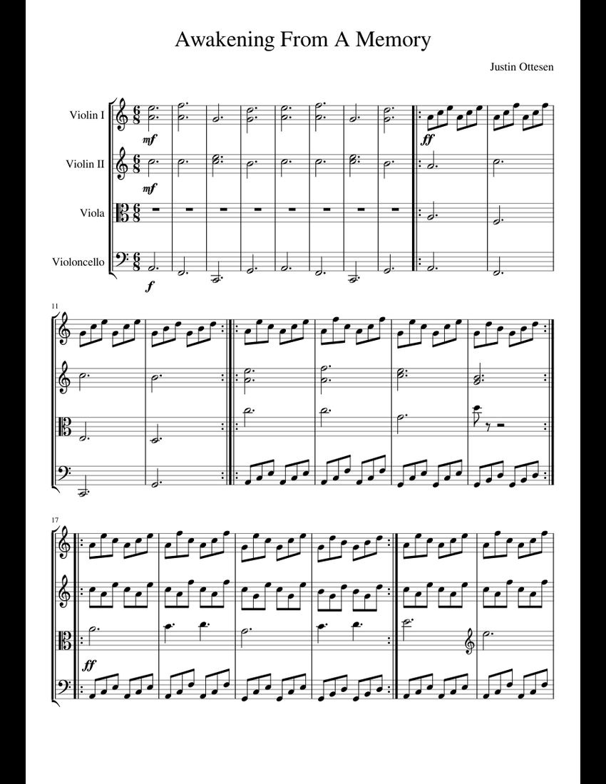 Awakening From A Memory sheet music for Violin, Viola, Cello download ...