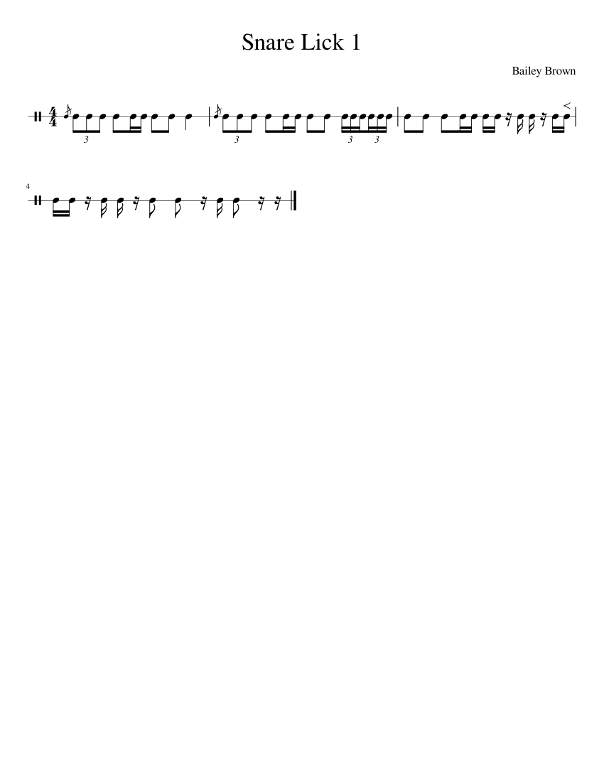Snare Lick 1 Sheet music for Snare Drum (Solo) | Musescore.com