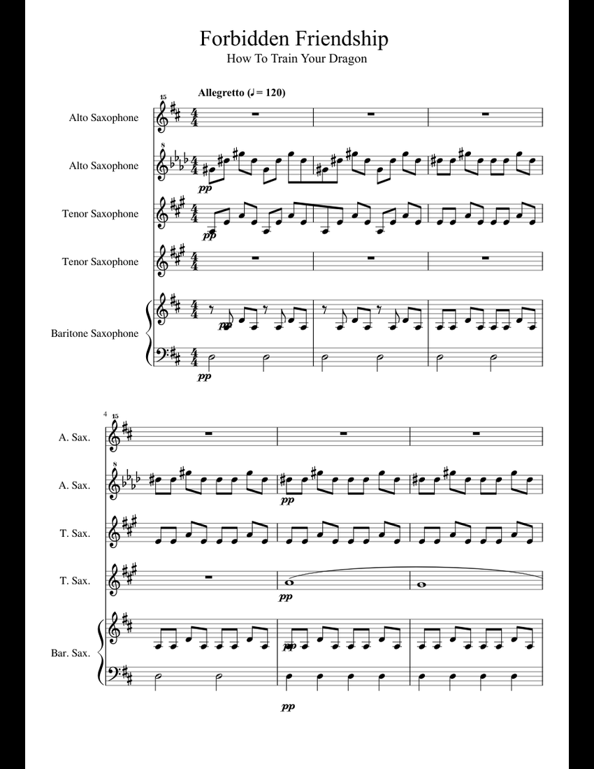 How to Train Your Dragon: Forbidden Friendship sheet music for Alto ...