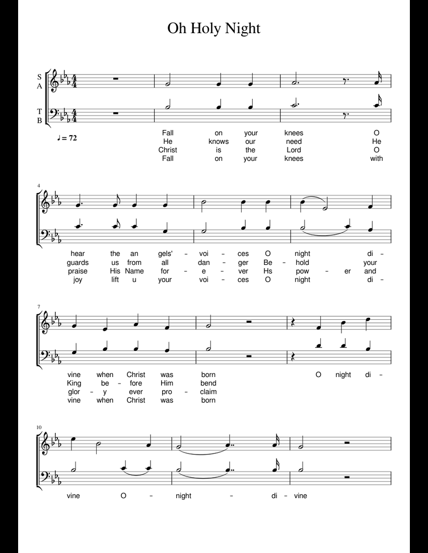 Oh Holy Night sheet music for Piano, Synthesizer download free in PDF ...