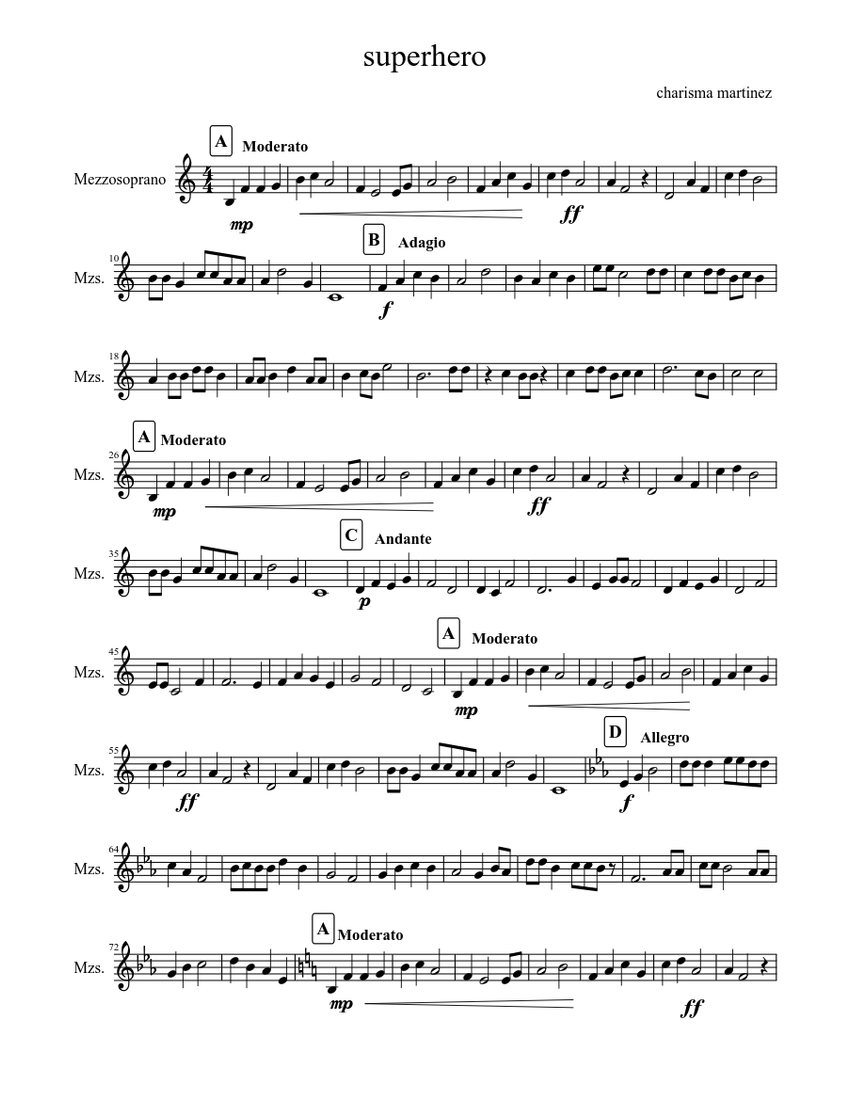 superhero Sheet music for Voice | Download free in PDF or MIDI ...