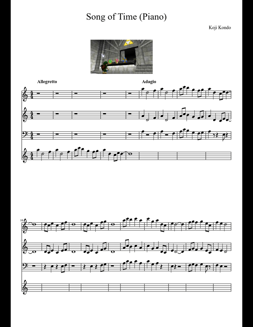 Ocarina of Time: Song of Time (Piano) sheet music for Piano, Other ...