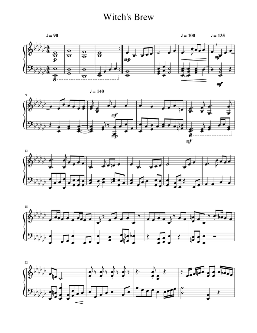 Witch's Brew Sheet music for Piano | Download free in PDF or MIDI ...