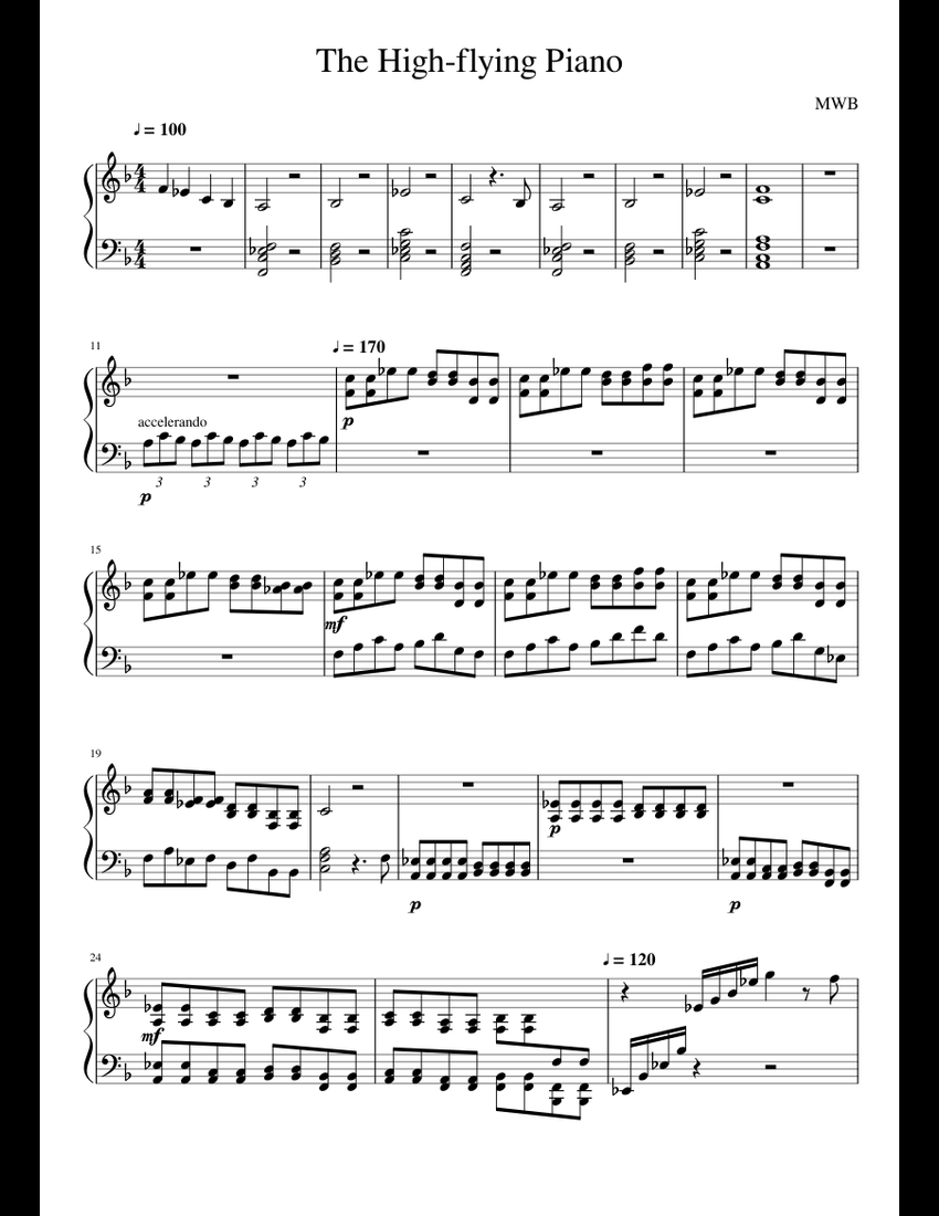 The High-flying Piano sheet music for Piano download free in PDF or MIDI