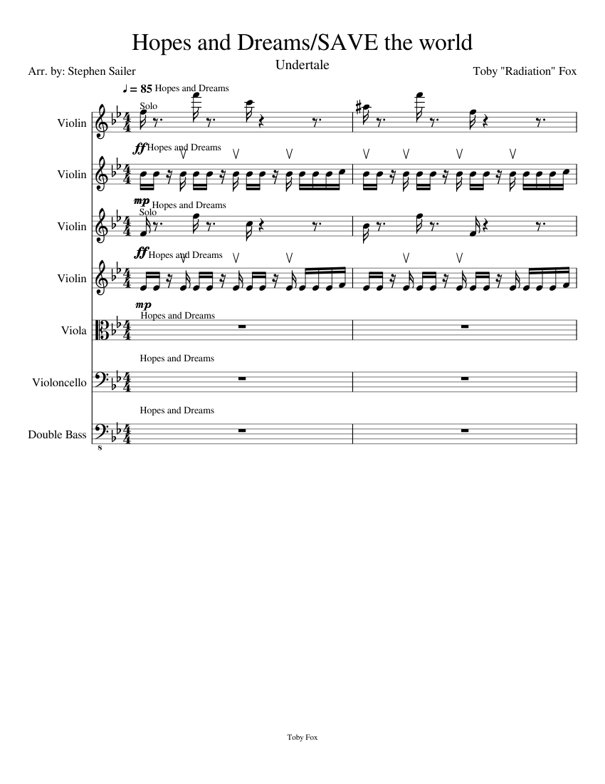 Hopes and Dreams SAVE the world Sheet music for Violin, Cello, Viola, Contrabass (String ...
