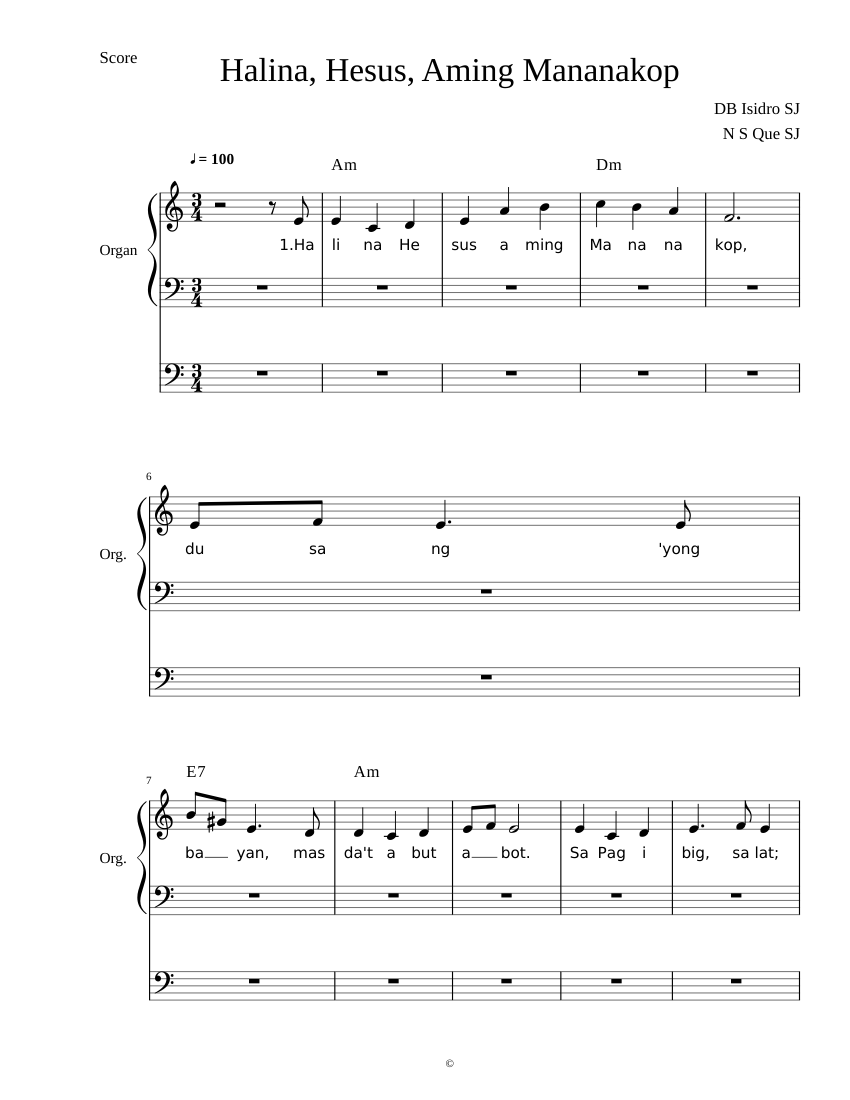 Halina hesus aming mananakop sheet music for Piano download free in PDF ...