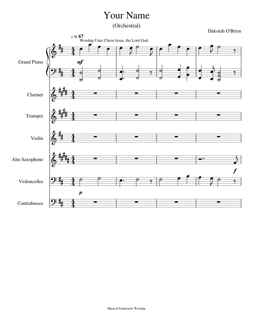 Your Name Sheet music for Violin, Saxophone (Alto), Strings Group ...