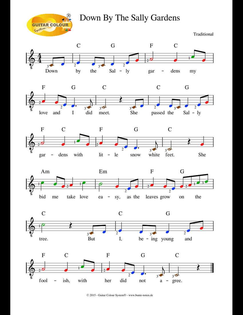 Down By The Sally Gardens sheet music for Guitar download free in PDF ...