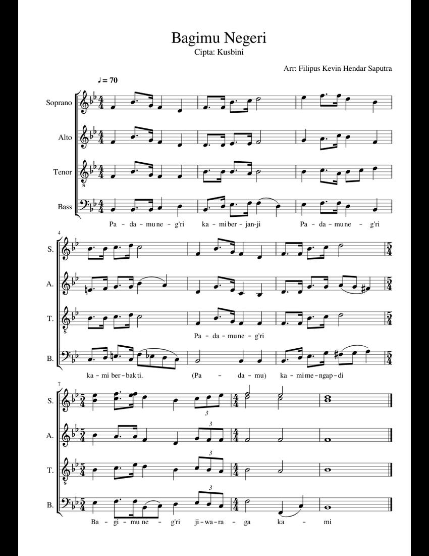 Bagimu Negeri sheet music for Voice download free in PDF or MIDI