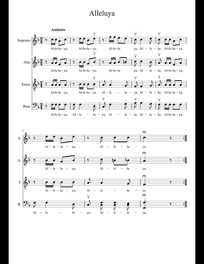 Alleluya sheet music for Voice download free in PDF or MIDI