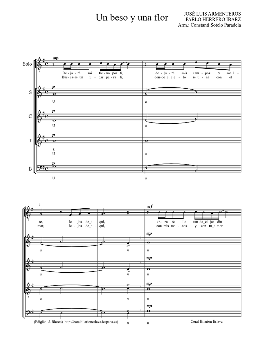 Un beso y una flor Sheet music | Musescore.com