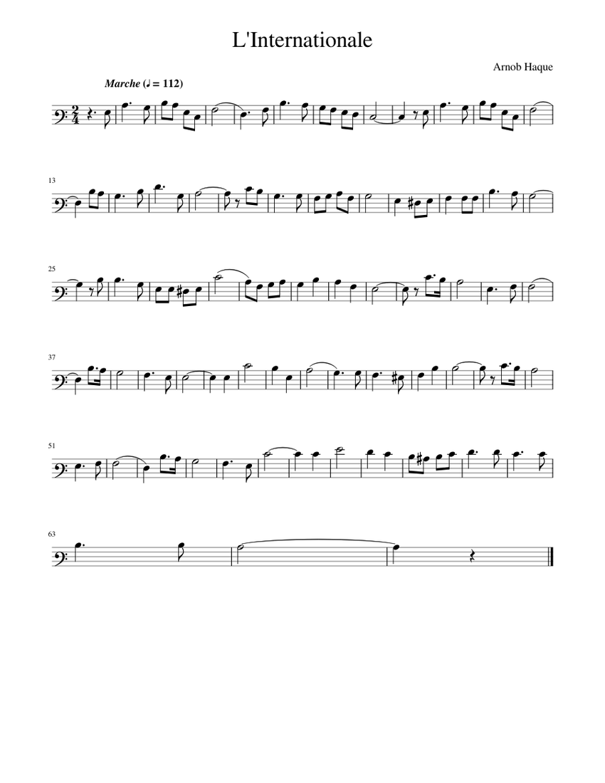 L'Internationale Sheet music for Trombone | Download free in PDF or ...