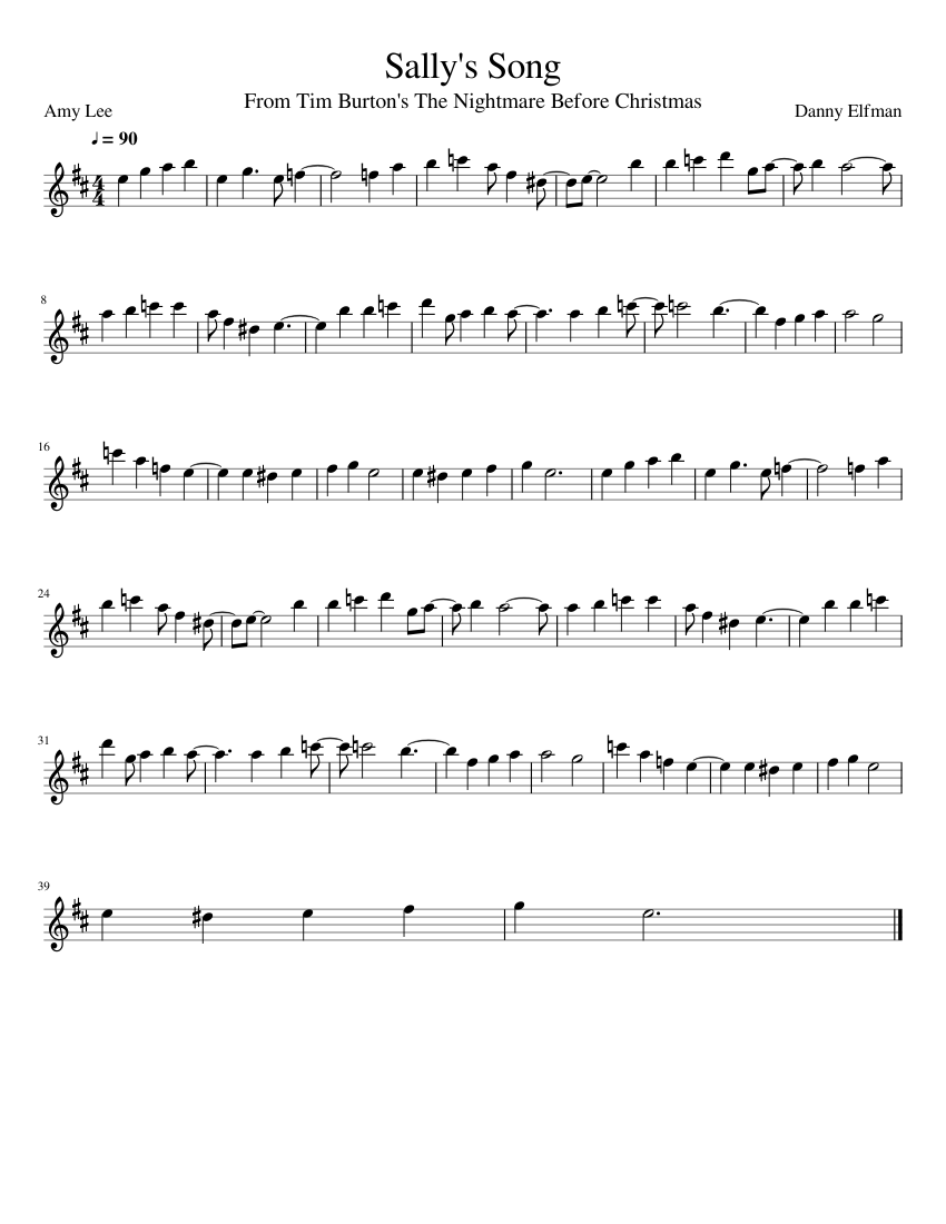 Sally's Song sheet music for Flute download free in PDF or MIDI