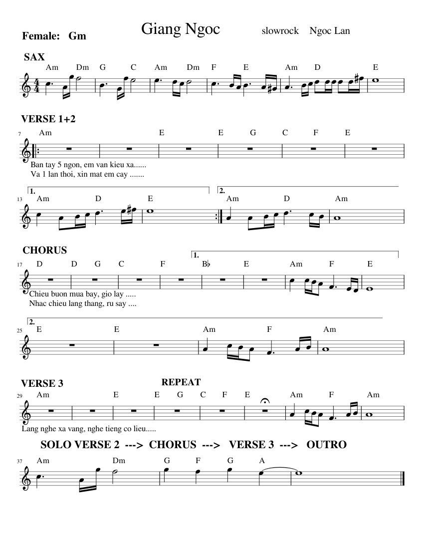 Giang Ngoc Sheet music for Piano (Solo) | Musescore.com