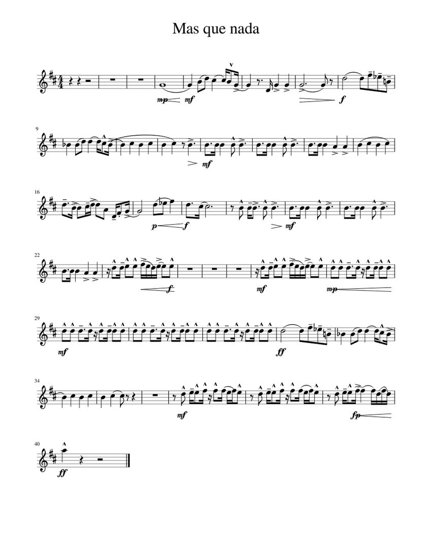 Mas que nada Sheet music for Alto Saxophone | Download free in PDF or ...