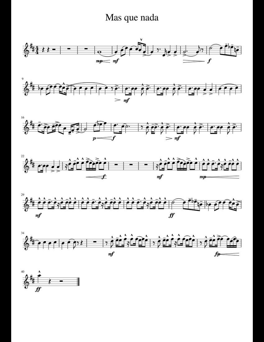 Mas que nada sheet music for Alto Saxophone download free in PDF or MIDI