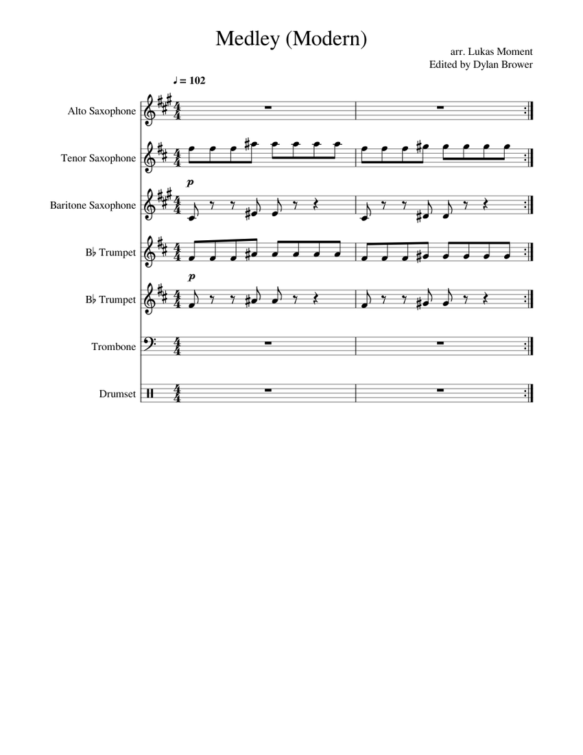 Pep Band Medley Sheet music for Alto Saxophone, Tenor Saxophone, Baritone Saxophone, Trumpet ...