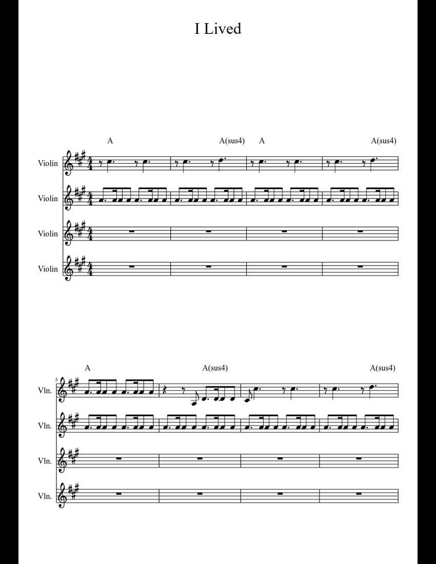I Lived - OneRepublic sheet music for Violin download free in PDF or MIDI