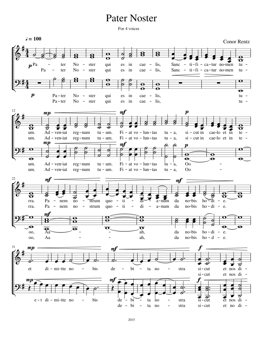 Pater Noster Sheet music for Voice | Download free in PDF or MIDI ...