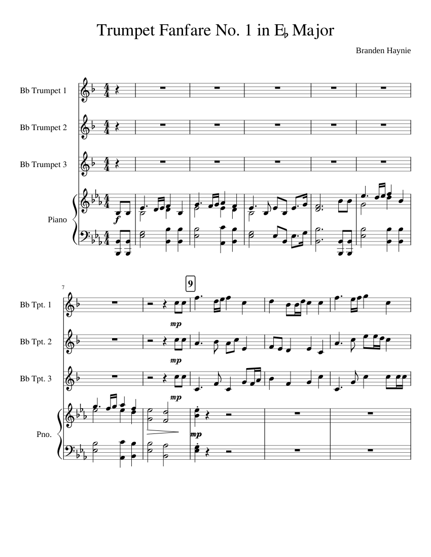 Trumpet Fanfare No. 1 in Eb Major Sheet music for Piano, Trumpet | Download free in PDF or MIDI ...