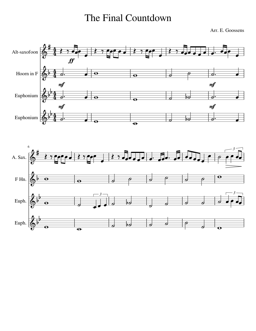The Final Countdown by Leymies and Teun sheet music for Alto Saxophone ...