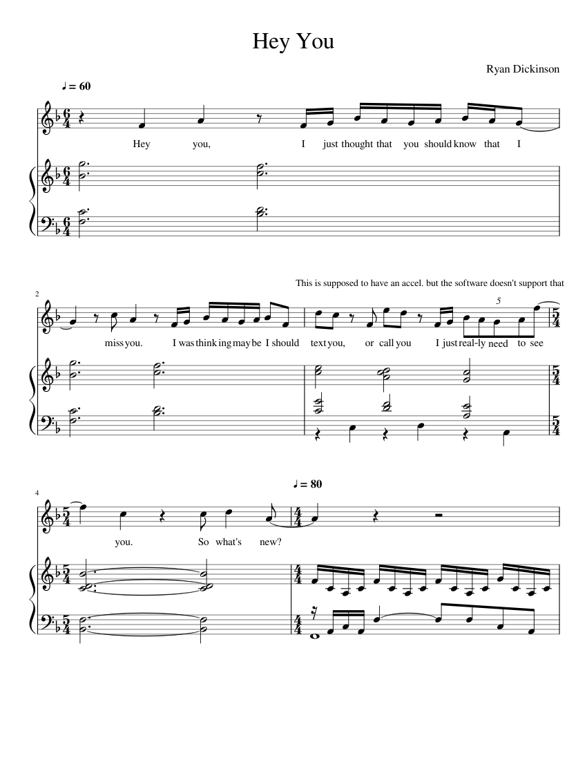 Hey You Sheet music for Piano, Voice | Download free in PDF or MIDI ...