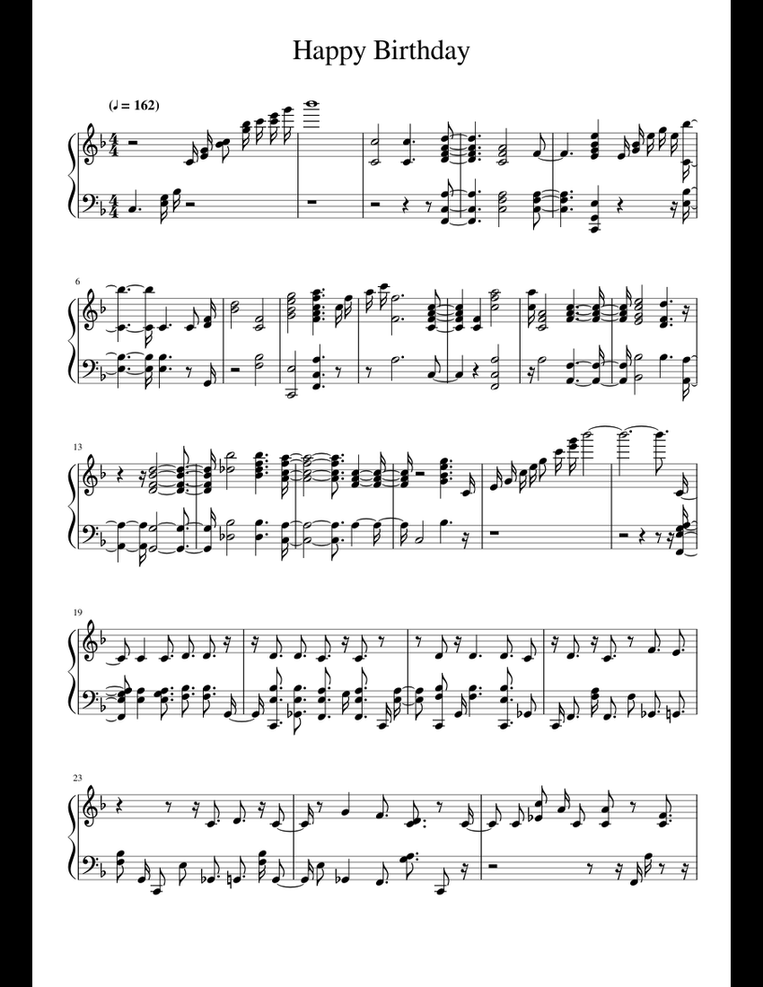 Happy Birthday sheet music for Piano download free in PDF or MIDI