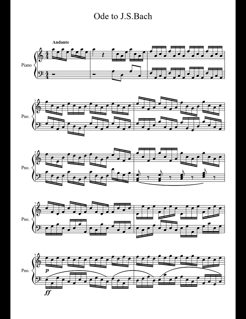 Ode to J.S.Bach sheet music for Piano download free in PDF or MIDI