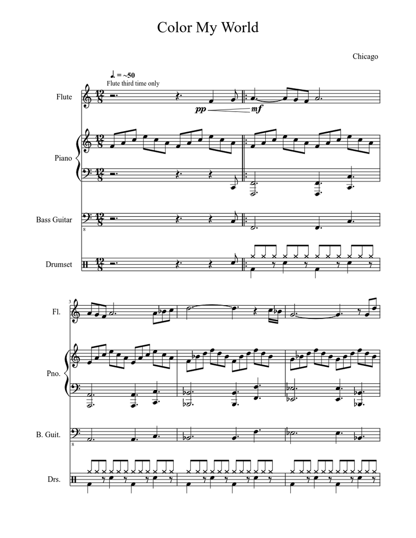 Color My World Sheet music | Download free in PDF or MIDI | Musescore.com