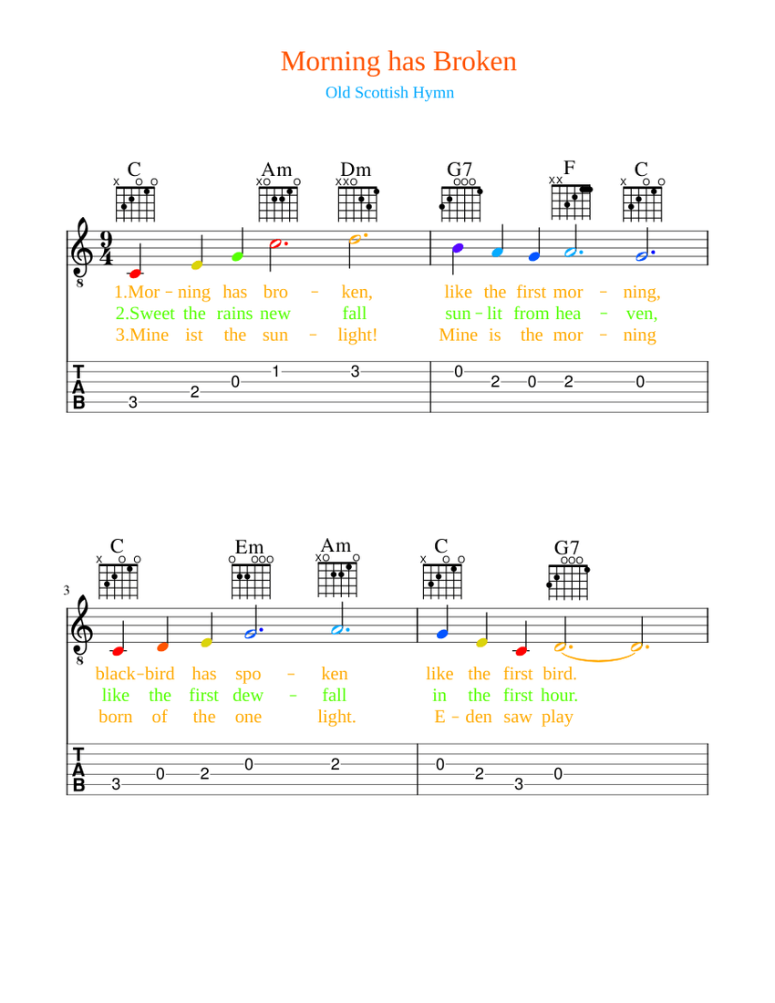 Morning has Broken Sheet music | Musescore.com