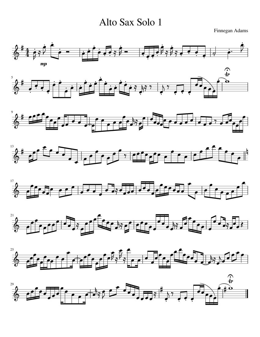 Alto Sax Solo 1 Sheet music for Saxophone (Alto) (Solo) | Musescore.com