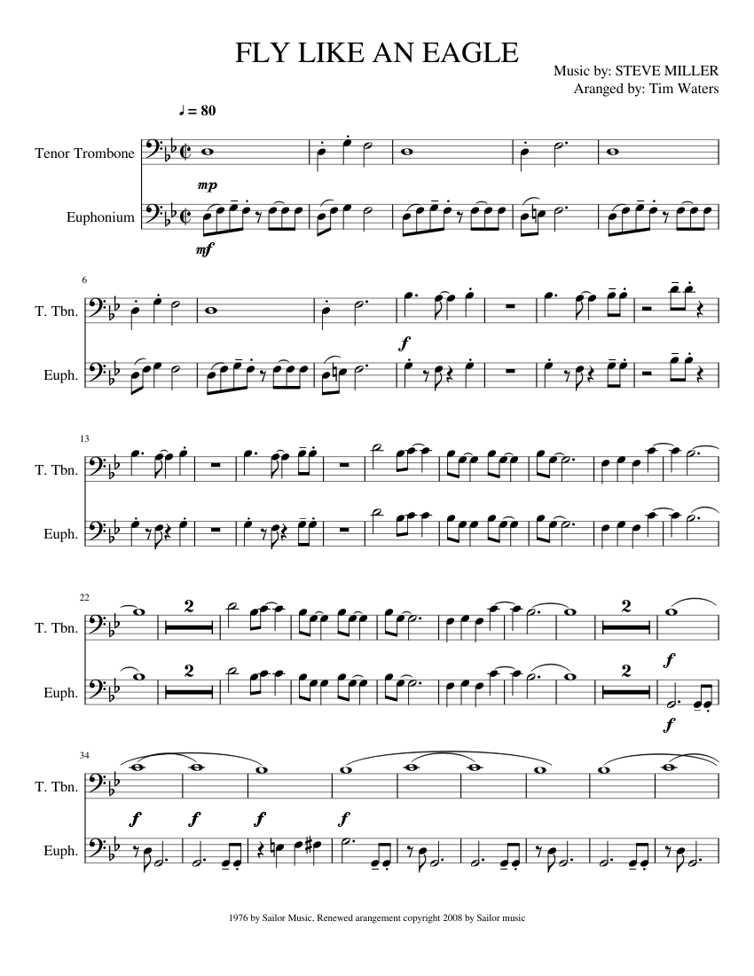 FLY LIKE AN EAGLE Sheet music for Trombone, Tuba | Download free in PDF ...